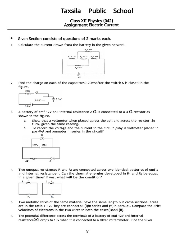assignment XII Electric current | Download Free PDF | Voltage | Series ... assignment XII Electric current | Download Free PDF | Voltage | Series ...