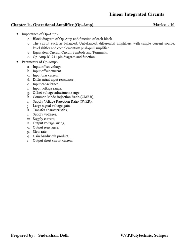 Linear Integrated Circuits Notes | PDF | Operational Amplifier | Amplifier