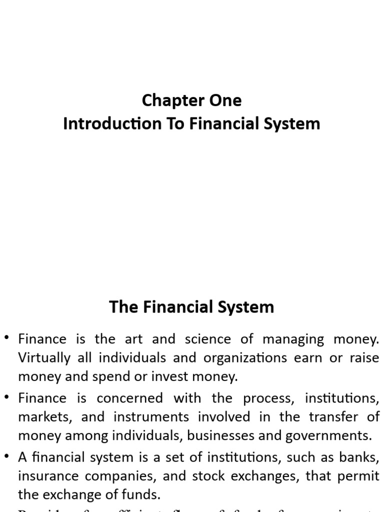 Chapter One Introduction To Financial System | PDF | Financial Markets ...