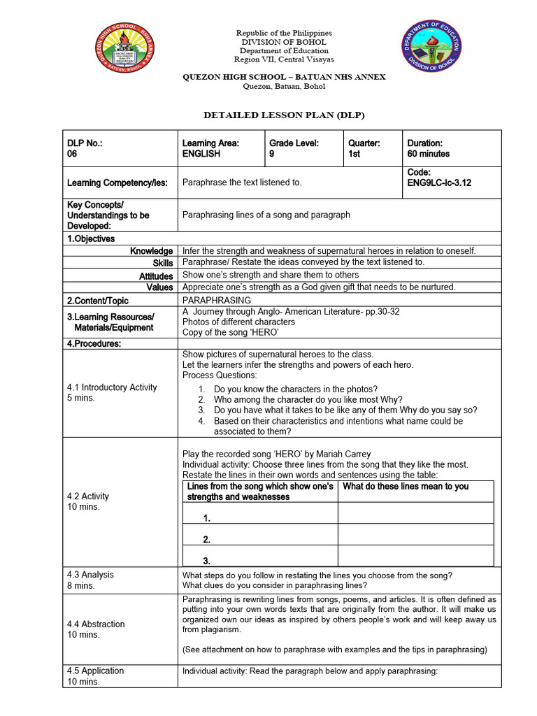 3.1 Iplan No. 6 e | PDF | Learning | Subject (Grammar)
