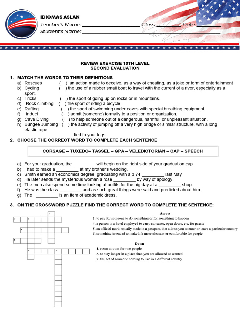 10TH LEVEL REVIEW EXERCISE - 2nd TEST | PDF
