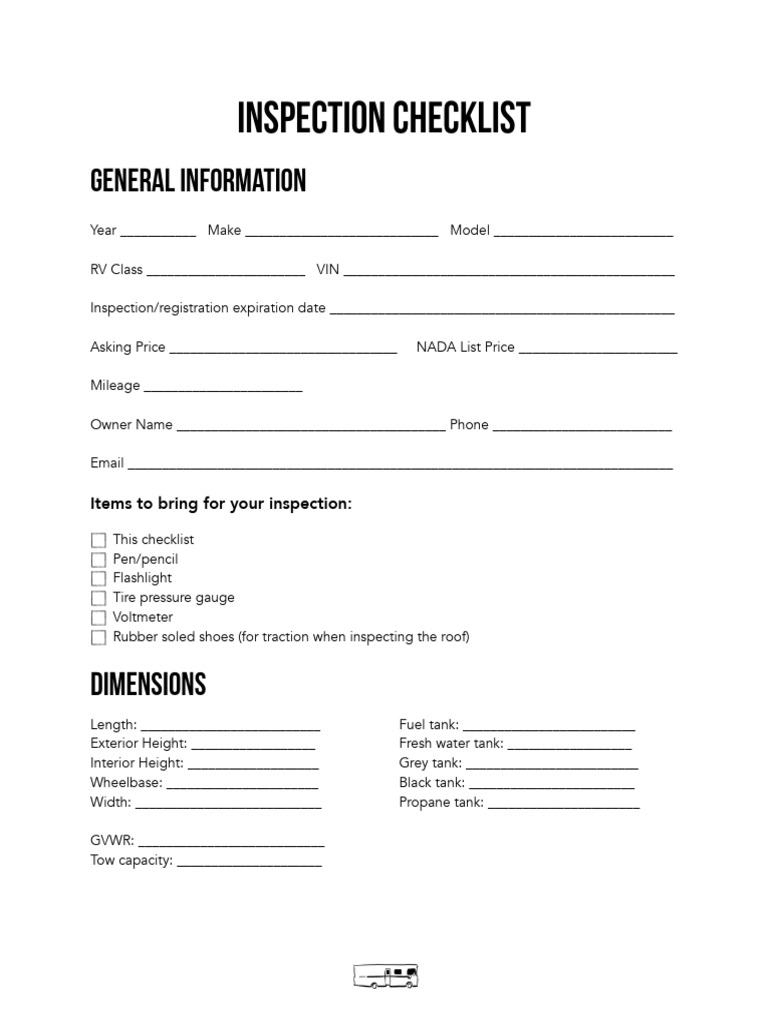 Inspection Checklist | Download Free PDF | Recreational Vehicle | Tire