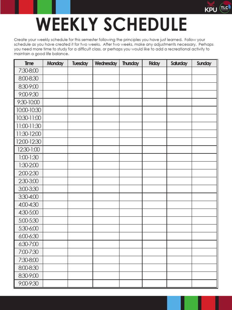 Weekly Schedule 8.5x11 | PDF