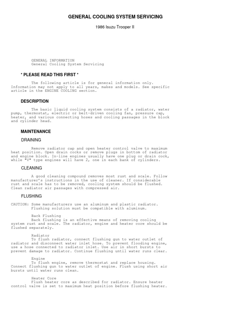 General Cooling System Servicing | PDF | Thermostat | Radiator