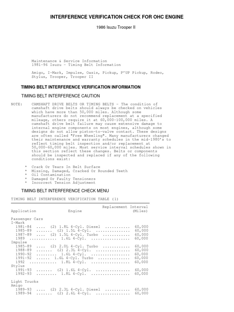 Interference Verification Check For Ohc Engine | PDF | Diesel Engine | Belt (Mechanical)