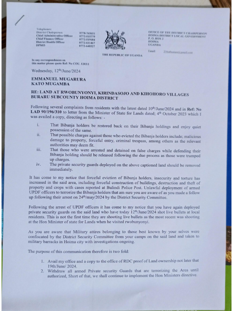 Letter To Magarura and Mugamba | PDF