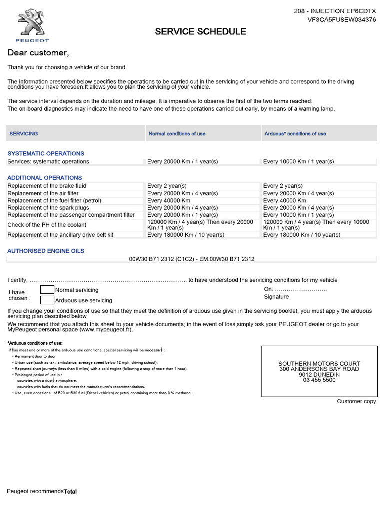 Peugeot 208 Service Schedule | Download Free PDF | Fuel Economy In ...