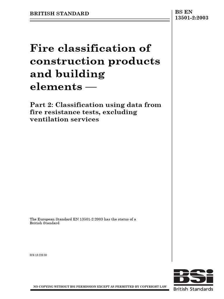 Fire Classification of Construction Products and Building Elements ...