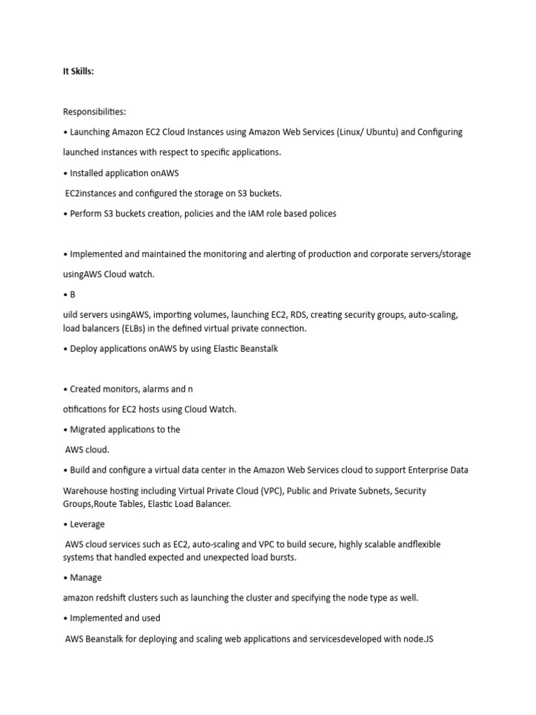 Responsibilities | Download Free PDF | Cloud Computing | Amazon Web Services