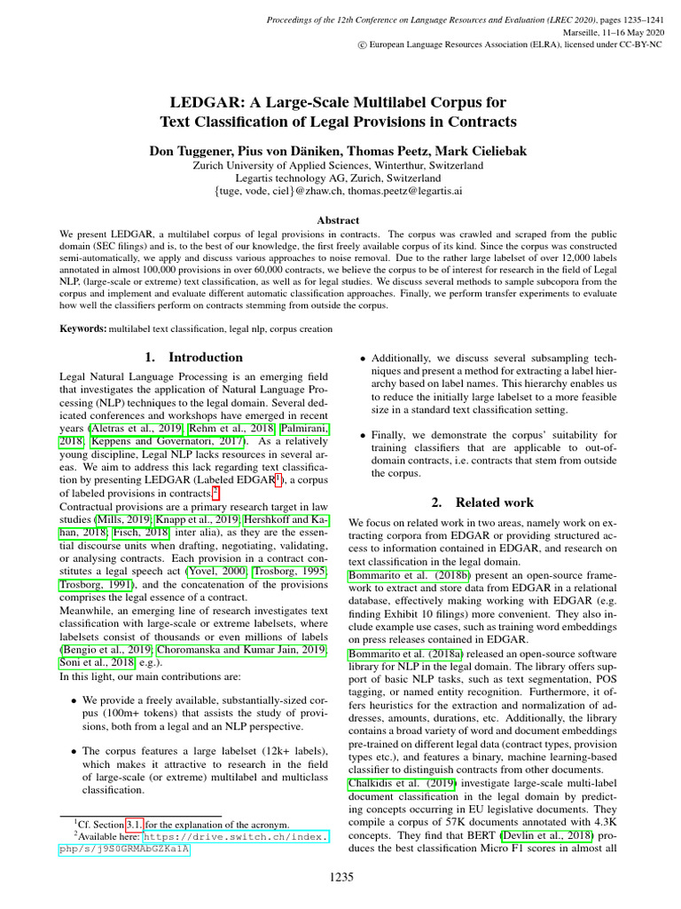 LEDGAR A Large-Scale Multilabel Corpus For 2020.lrec-1.155 | PDF ...