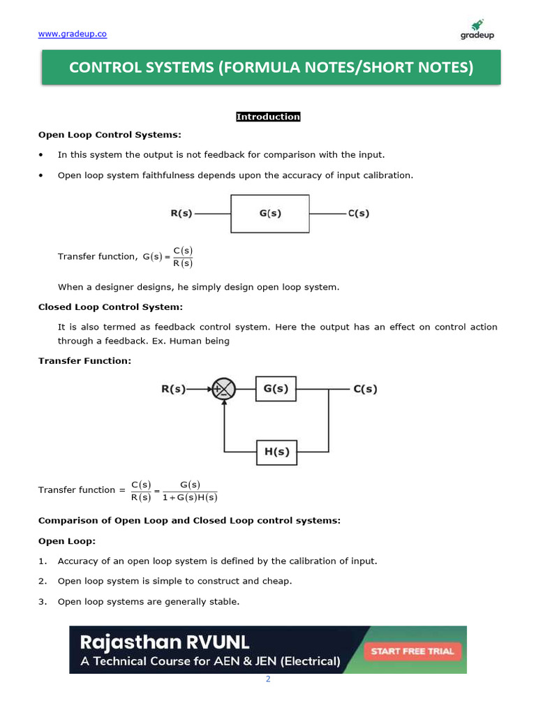 Control Systems (Formula Notes - Short Notes) | PDF | Feedback ...