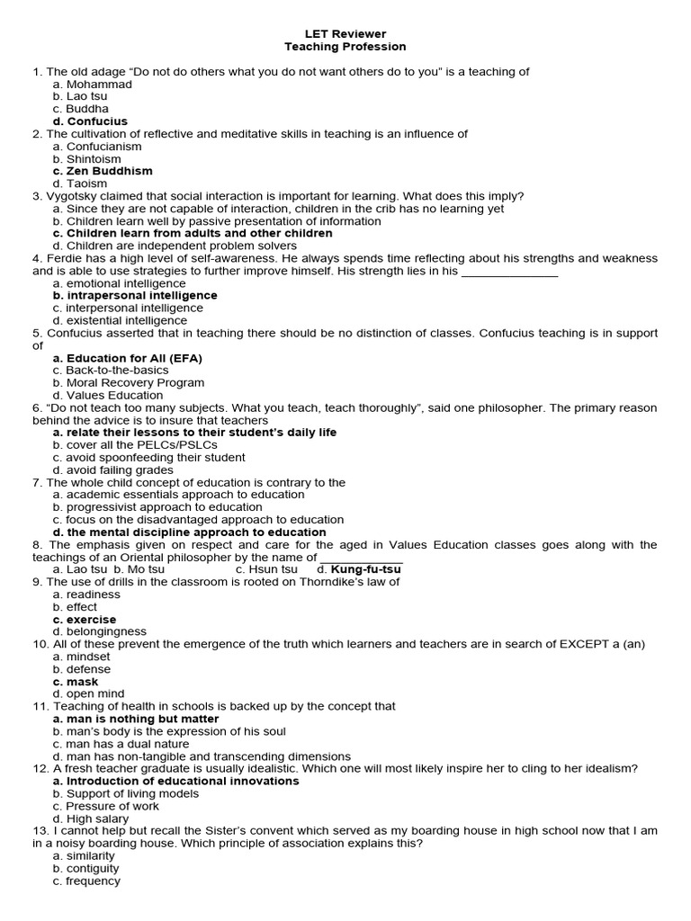 The Teaching Profession - Reviewer1 | PDF | Constructivism (Philosophy ...