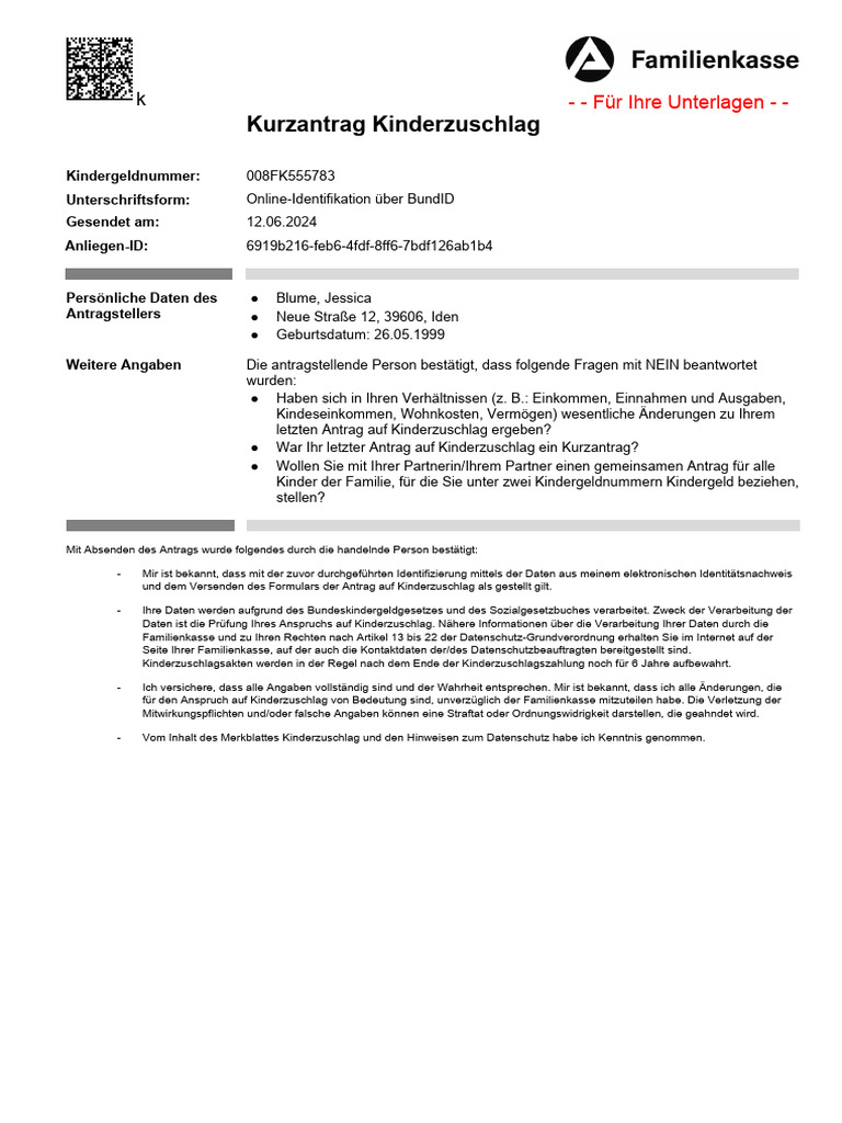 Antrag Auf Kinderzuschlag-1 | PDF