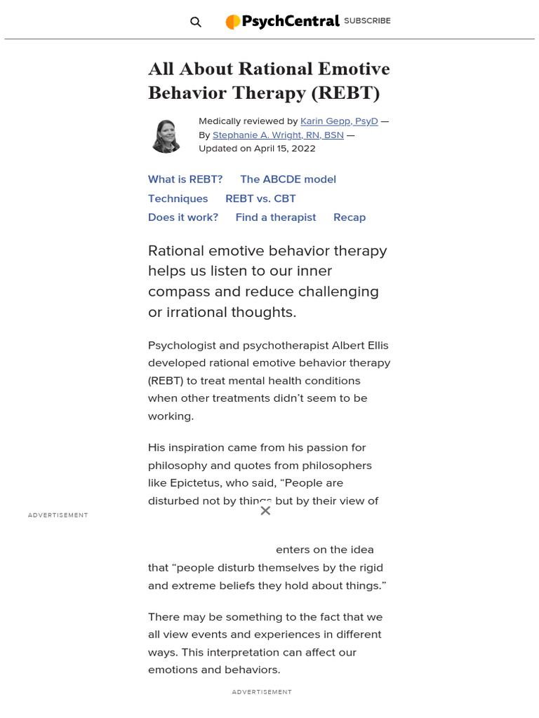 Rational Emotive Behavior Therapy | PDF | Rational Emotive Behavior ...