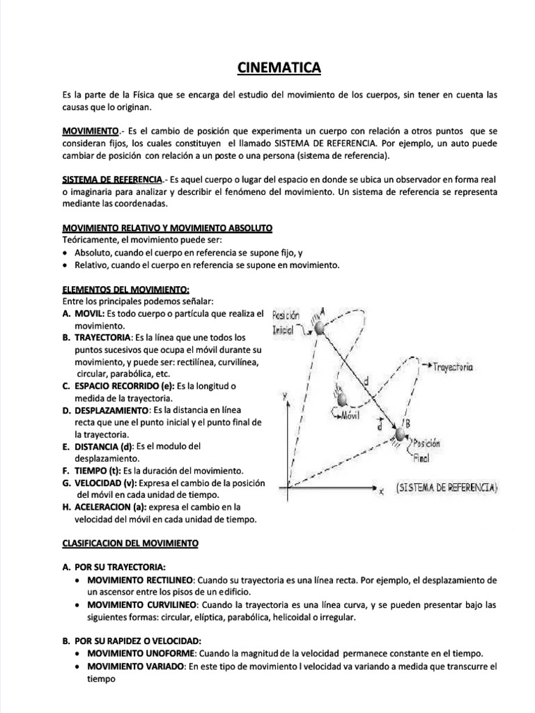PDF Cinematica Teoria - Compress | PDF | Velocidad | Cinemática