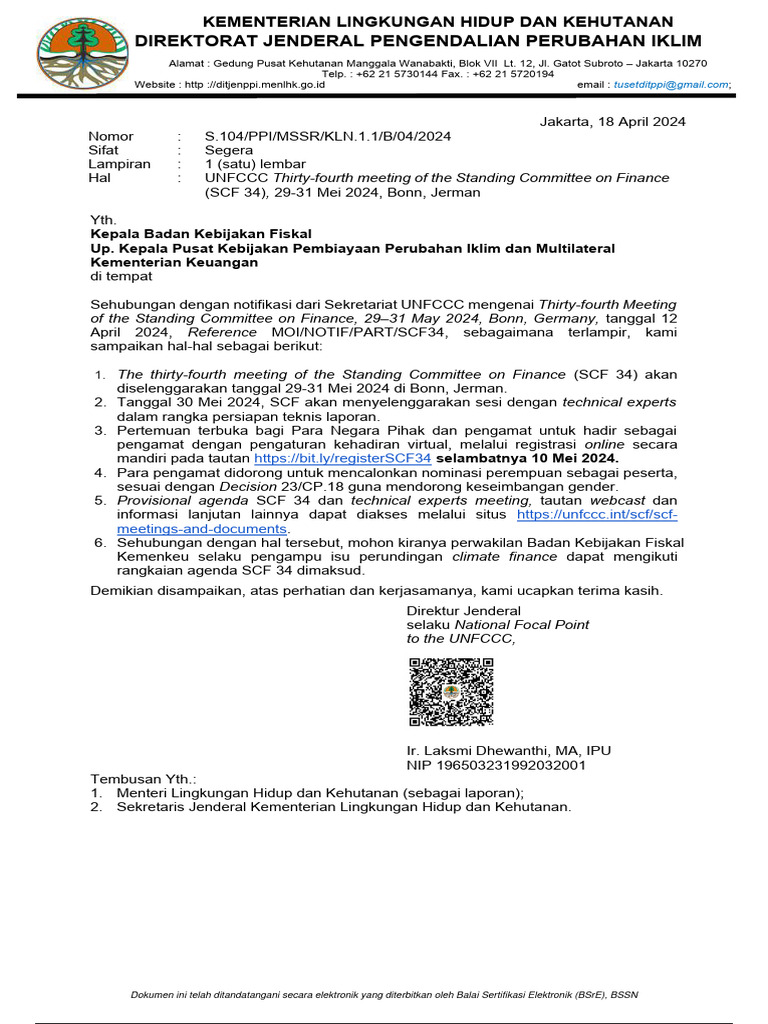 SCF 34 Meeting Notification: May 2024 | PDF