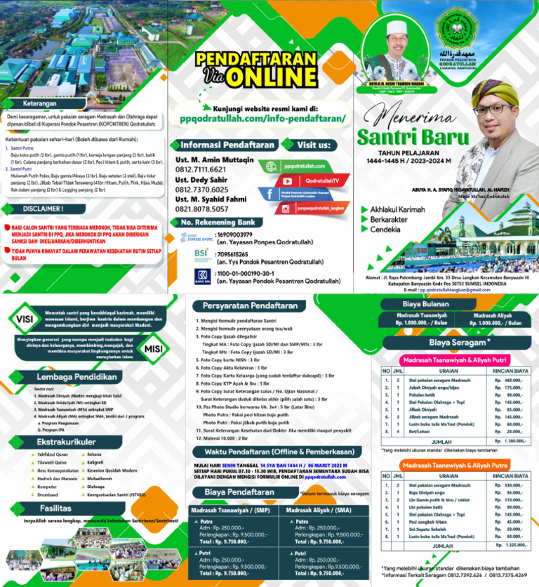 Brosur Penerimaan Santri PPQ 2023 | PDF