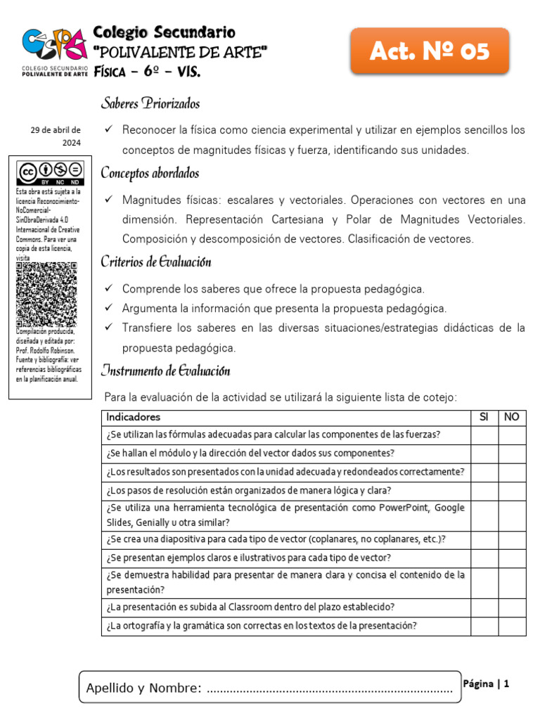 Actividad #05 - Magnitudes Vectoriales | Descargar gratis PDF | Vector Euclidiano | Sistema de ...