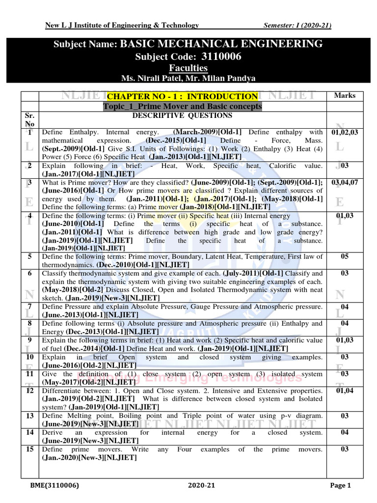 Basic Mechanical Engineering Concepts | PDF | Gases | Heat