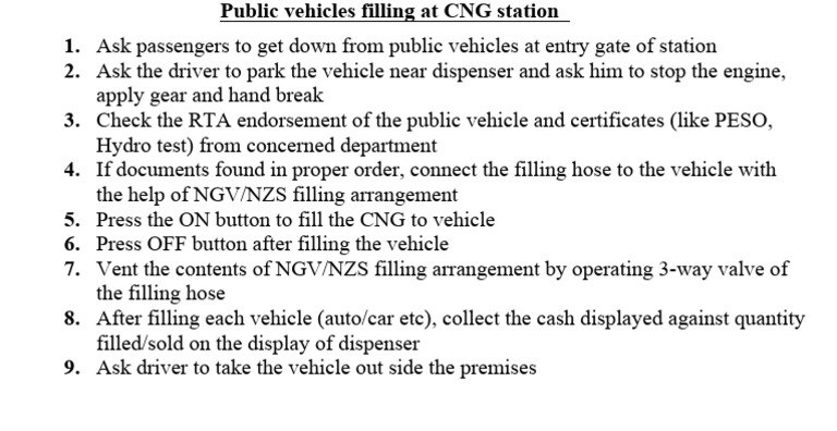 CNG Filling Process for Public Vehicles | PDF | Business