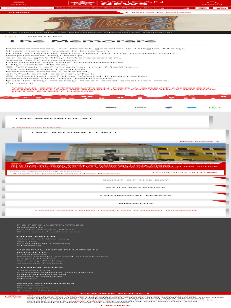 The Memorare - Prayers - Vatican News | PDF | Christian Denominational ...