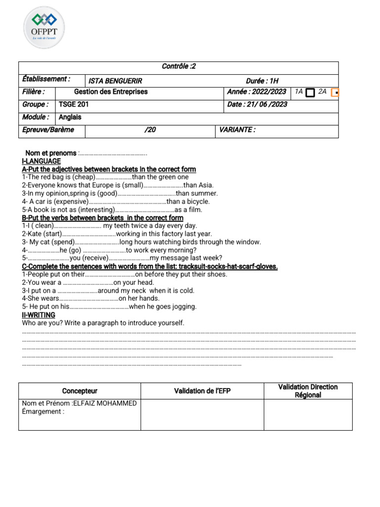 English Language Skills Assessment | PDF