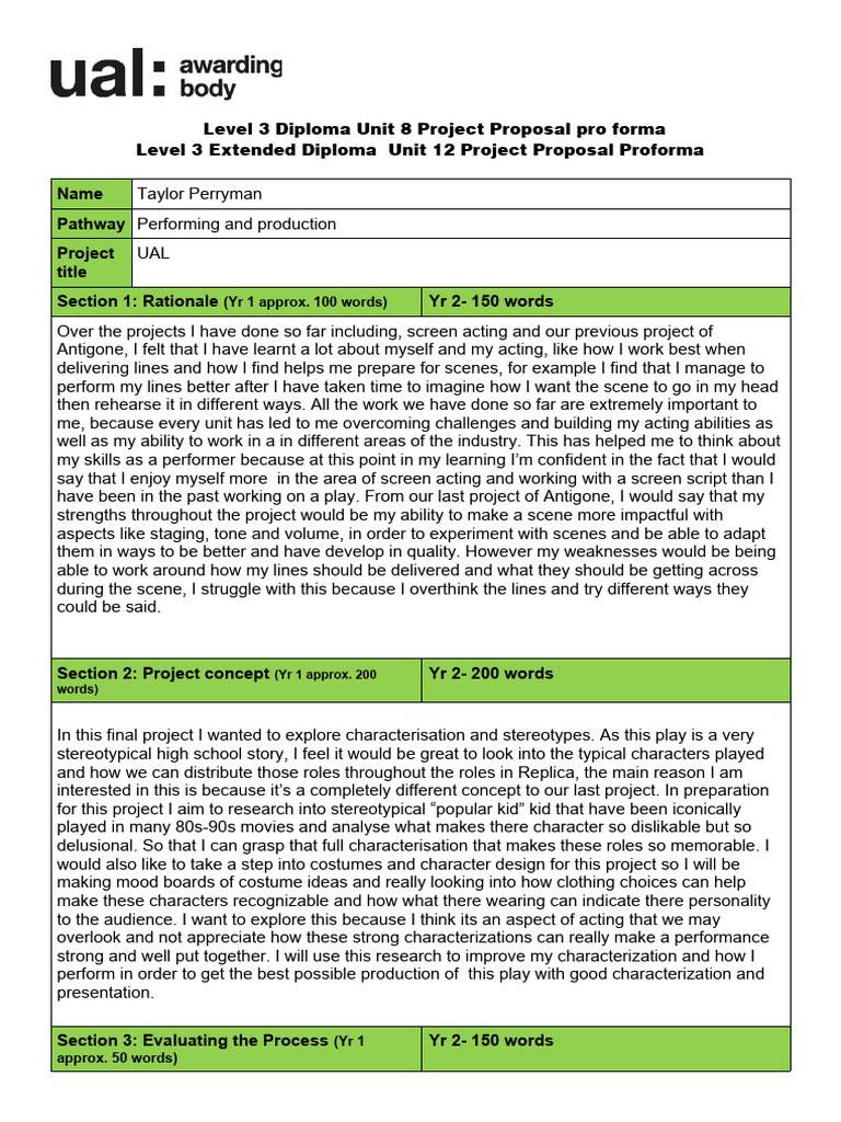 Ual Proposal Action Plan Proforma 2 2 | Download Free PDF | Cognitive ...