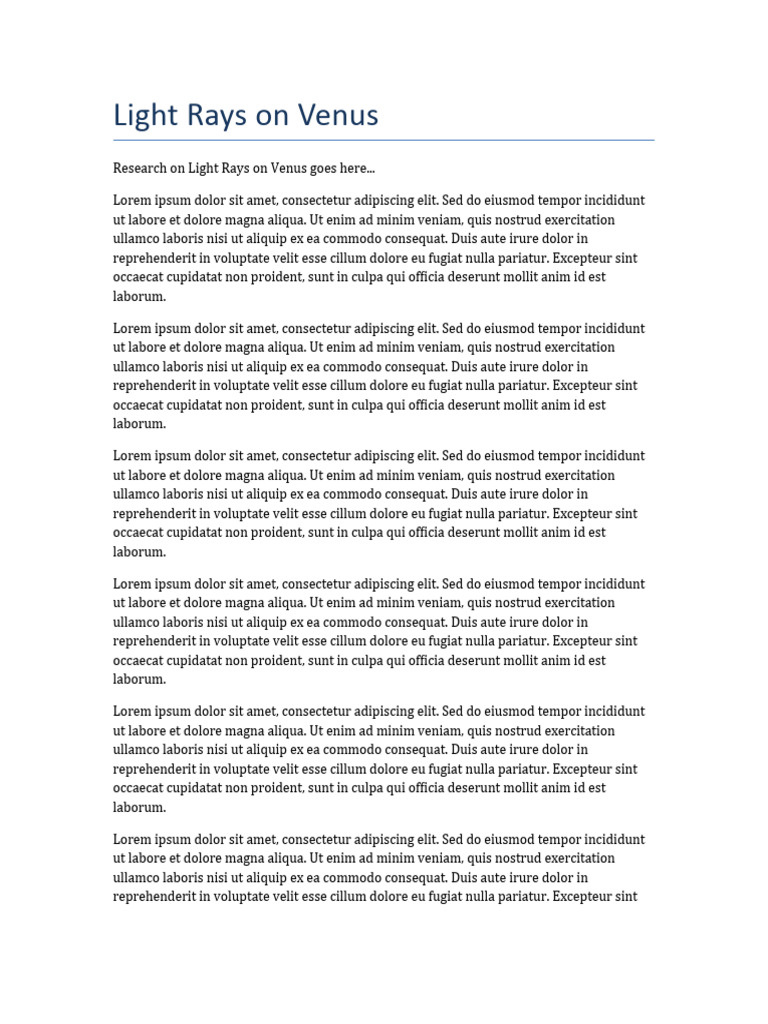 Light Rays On Venus | PDF
