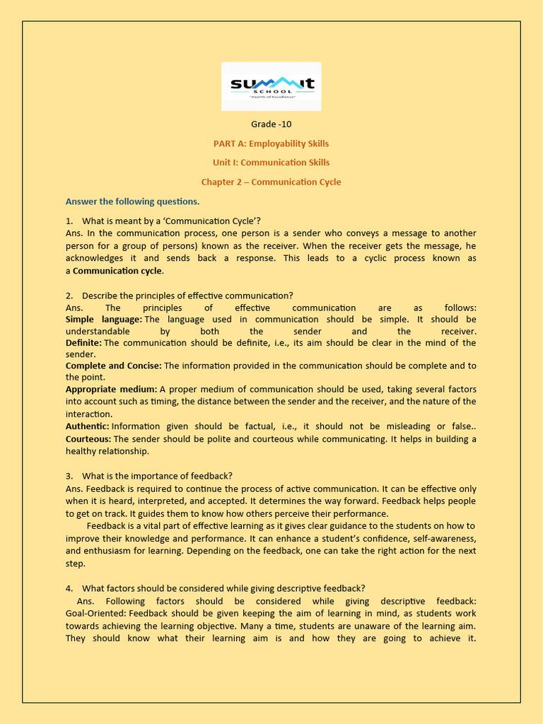 Communication Skills for Students | PDF | Communication | Goal