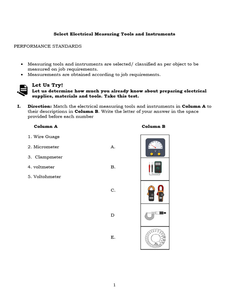 Select Electrical Measuring Tools and Instruments | PDF | Electrical ...
