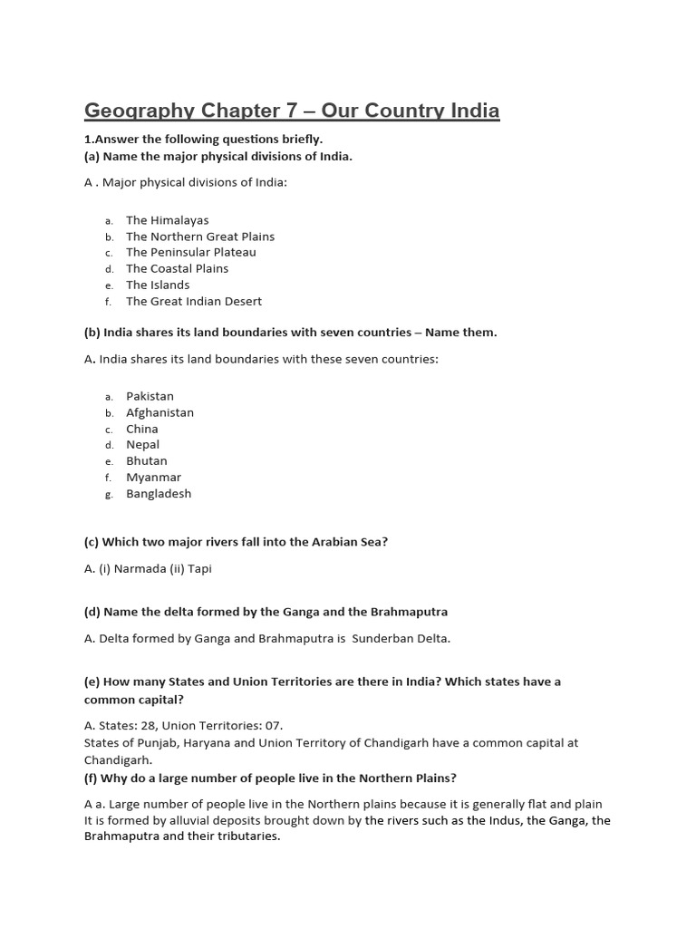 Geography Chapter 7 Our Country.1709716981 | PDF | Himalayas | Physical Geography