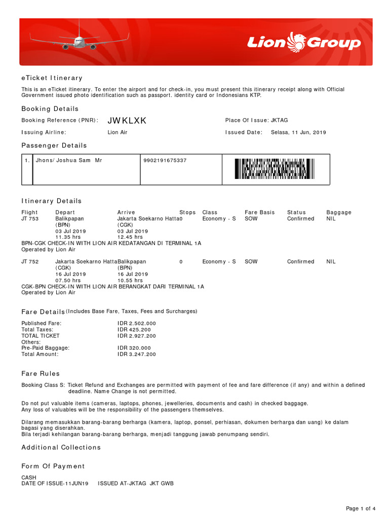 eTicket_JWKLXK_155523 | Download Free PDF | Airlines | Civil Aviation