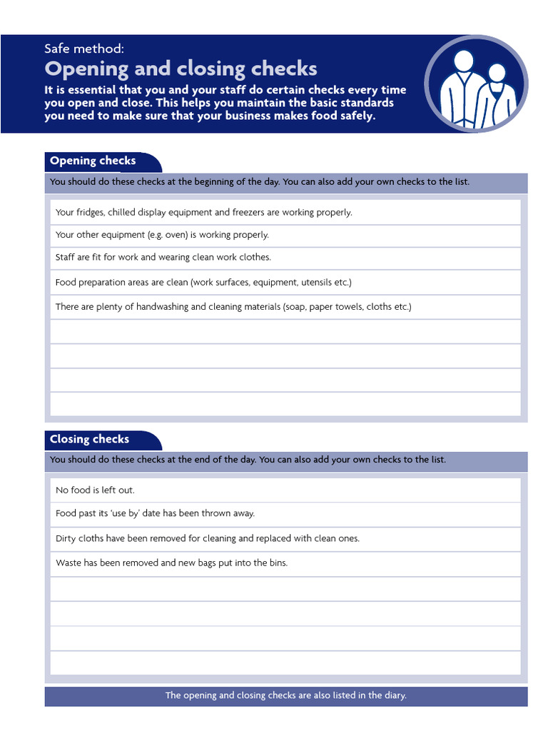 SFBB Opening and Closing Checks | PDF | Refrigerator | Home