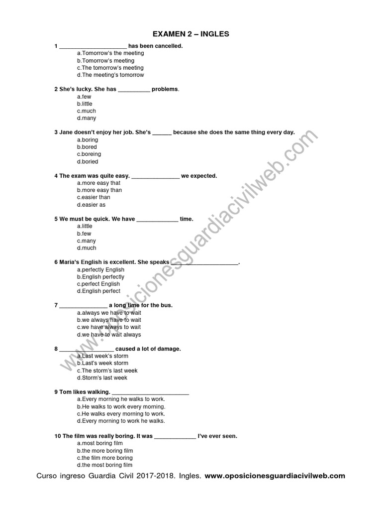 EXAMEN-2-ingles-1 | PDF