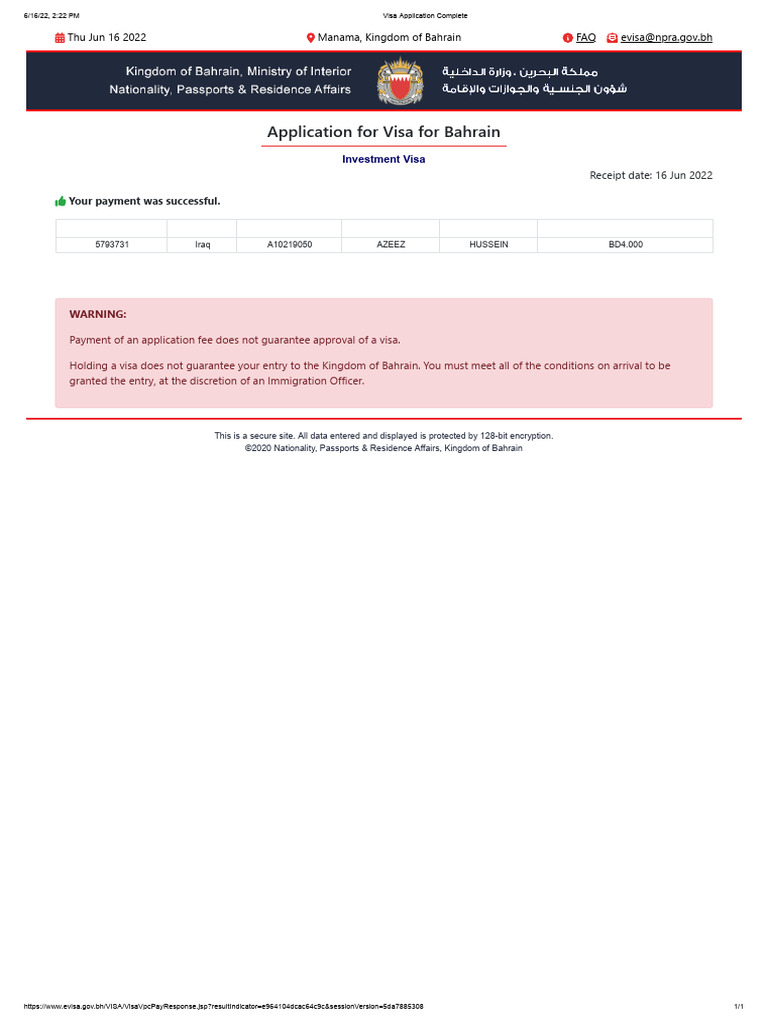 Visa Application Complete | PDF