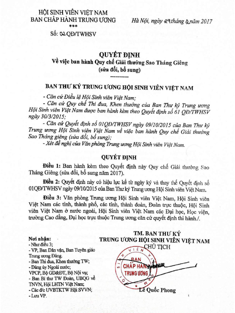 Quy Che Sao Thang Gieng - Compresse TW 2017 | PDF