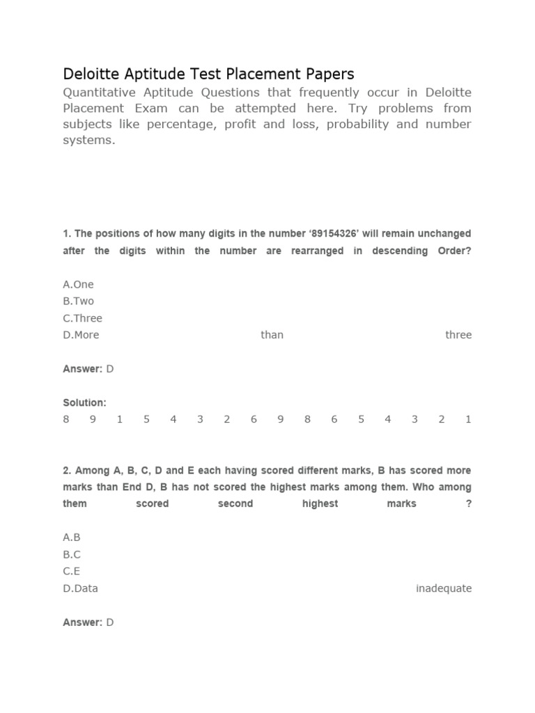 Deloitte Sample Paper | PDF | Light | Experiment