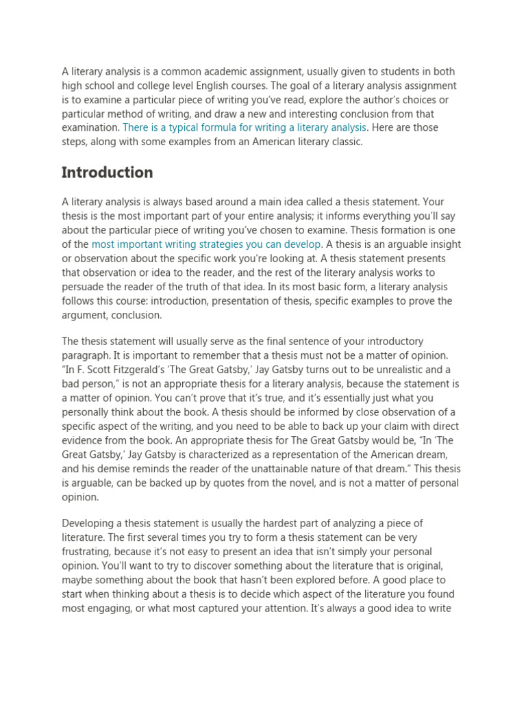 Components of Literary Analysis | PDF | Thesis | The Great Gatsby