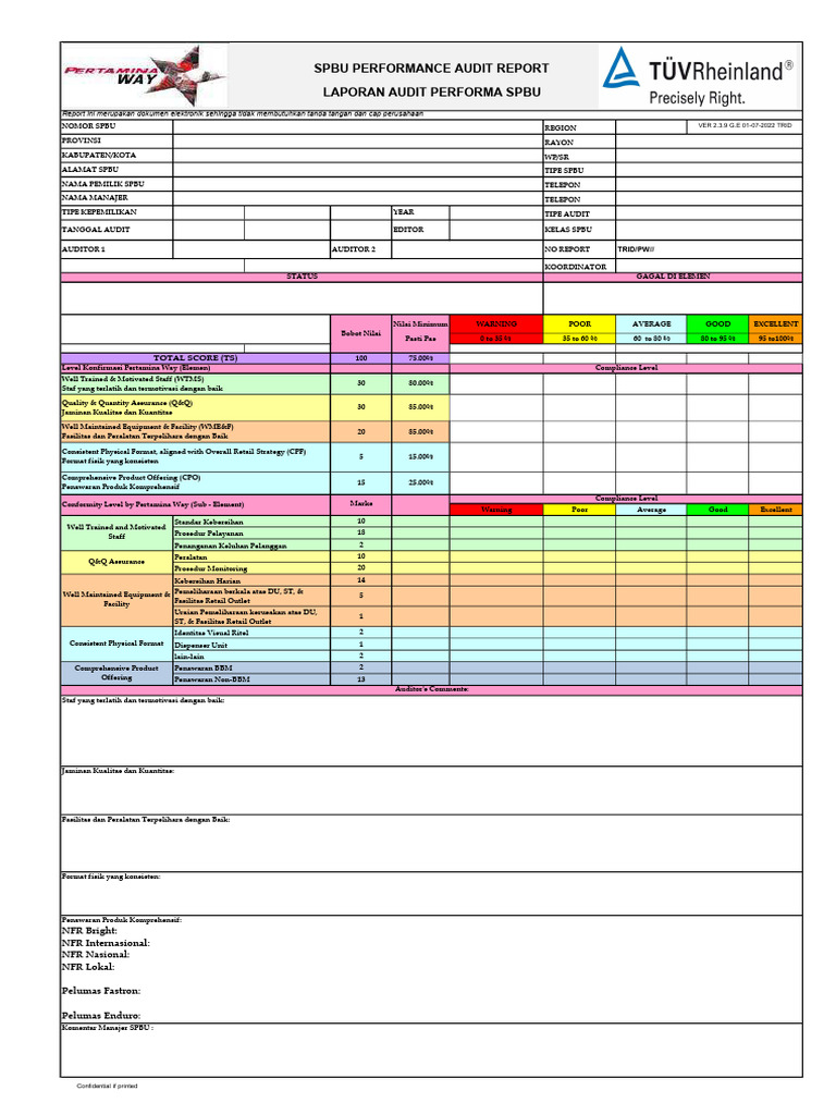 Spbu Checklist Ver 2.3.9 G.E 01-07-2022 Trid | PDF
