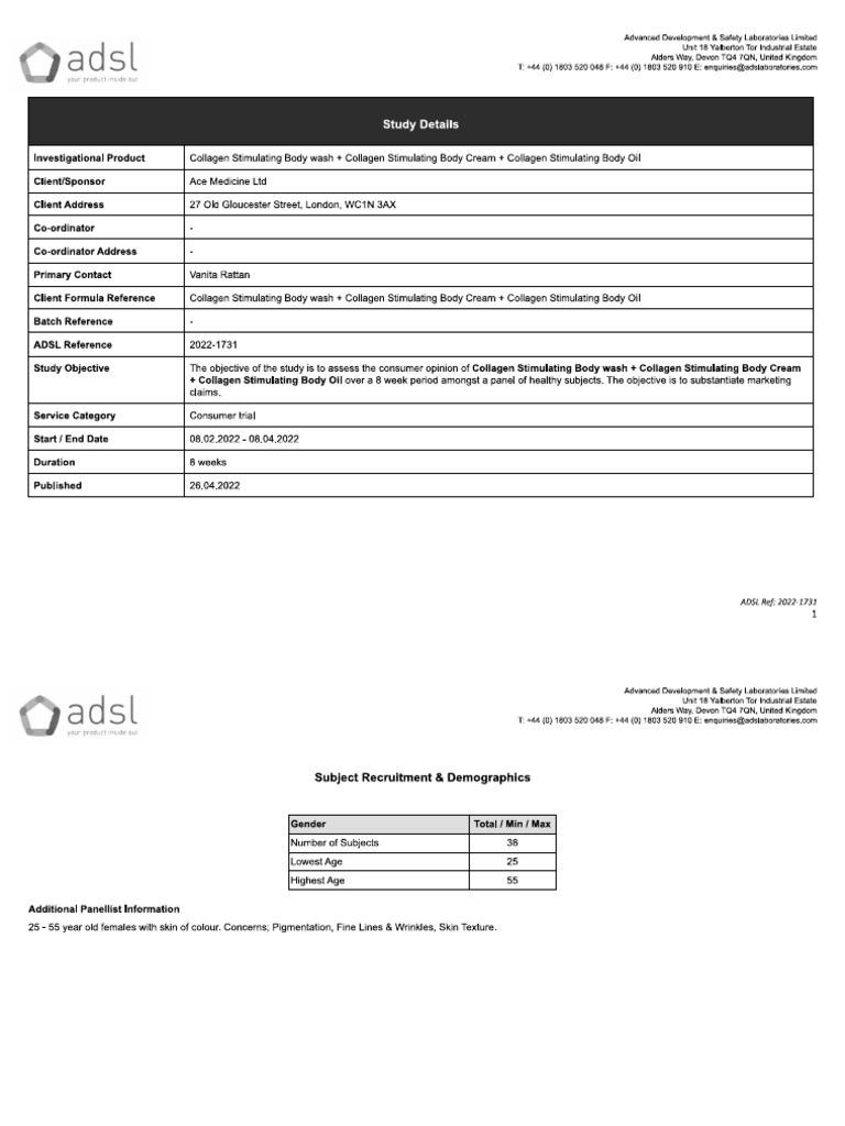 Consumer Trial Report - DR V Collagen Stimulating Body Range 3 Products ...