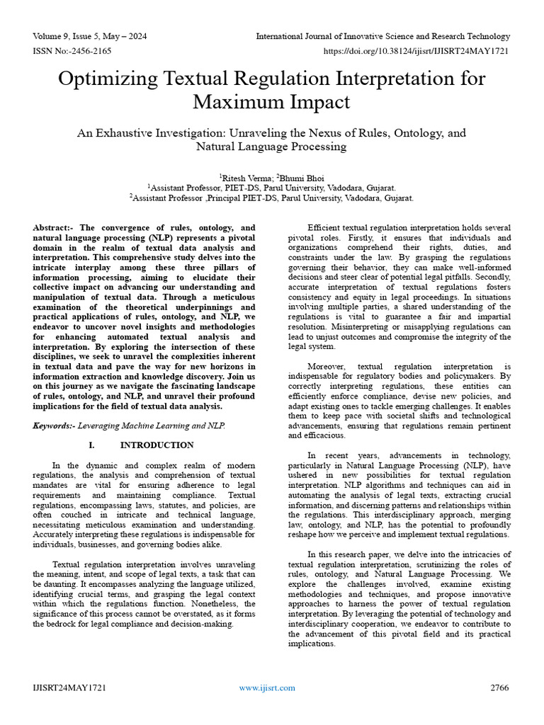 Optimizing Textual Regulation Interpretation for Maximum Impact | Download Free PDF | Ontology ...