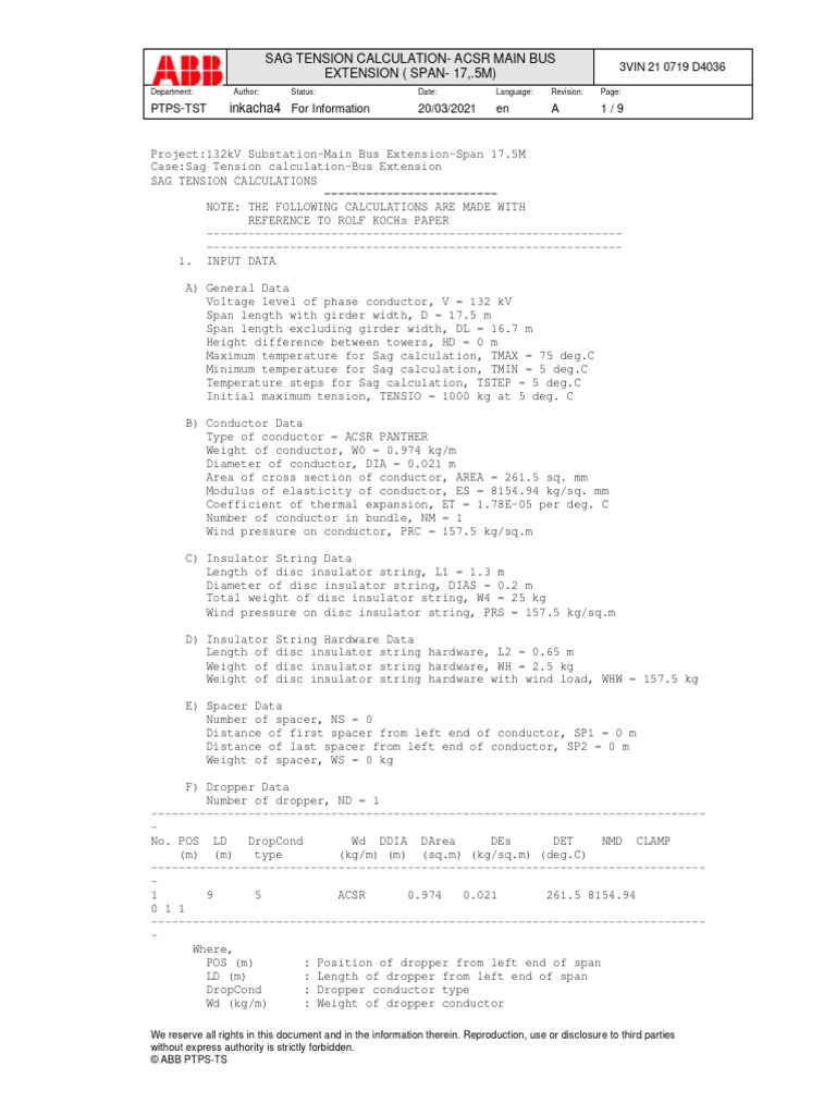 Sag Tension-ACSR | PDF | Insulator (Electricity) | Electrical Conductor