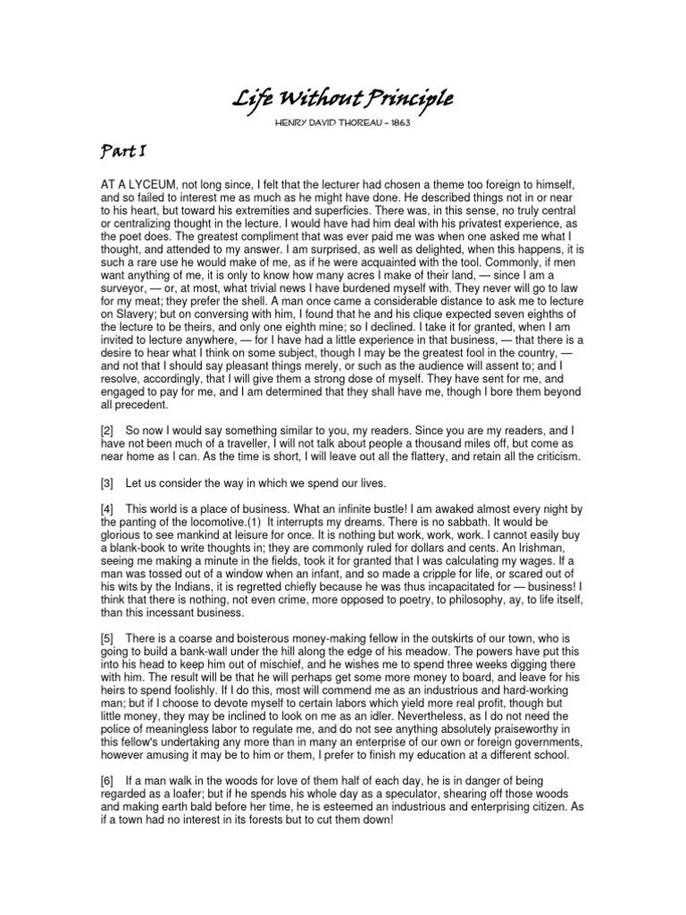 Thoreau's Critique of Work and Value | PDF | Henry David Thoreau ...