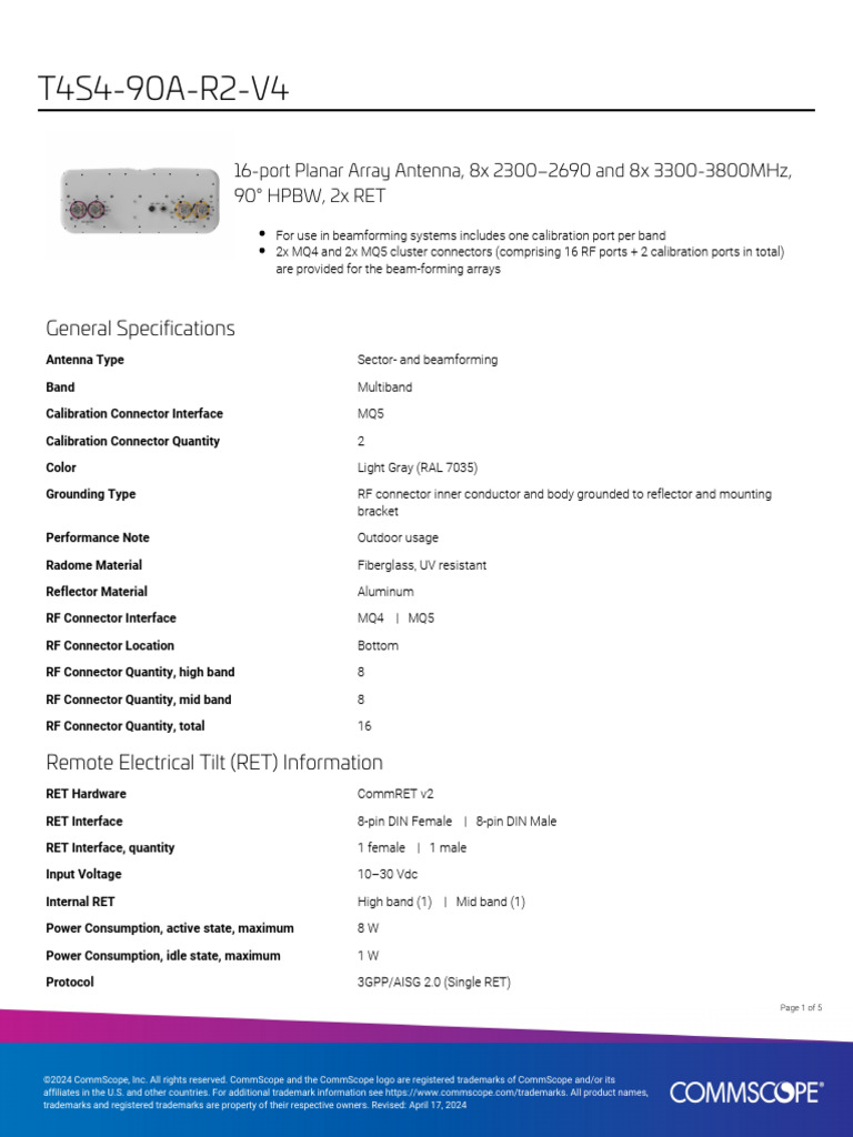 t4s4 90a r2 v4 Product Specifications | PDF | Antenna (Radio) | Amplifier