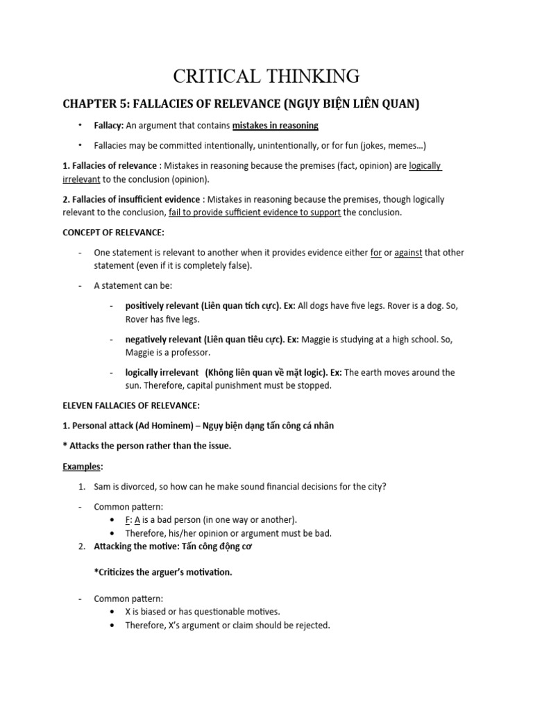Critical Thinking | PDF | Argument | Fallacy