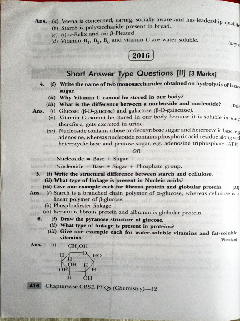 Biomolecules Pyqs | PDF