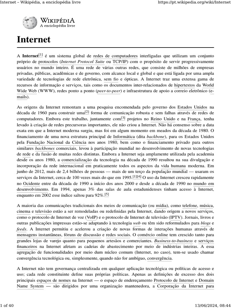 Internet - Wikipédia, A Enciclopédia Livre | Download grátis PDF ... Internet - Wikipédia, A Enciclopédia Livre | Download grátis PDF ...