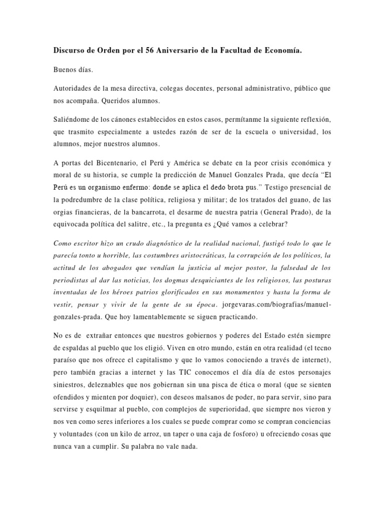 Discurso | PDF | Perú | Los Estados Unidos