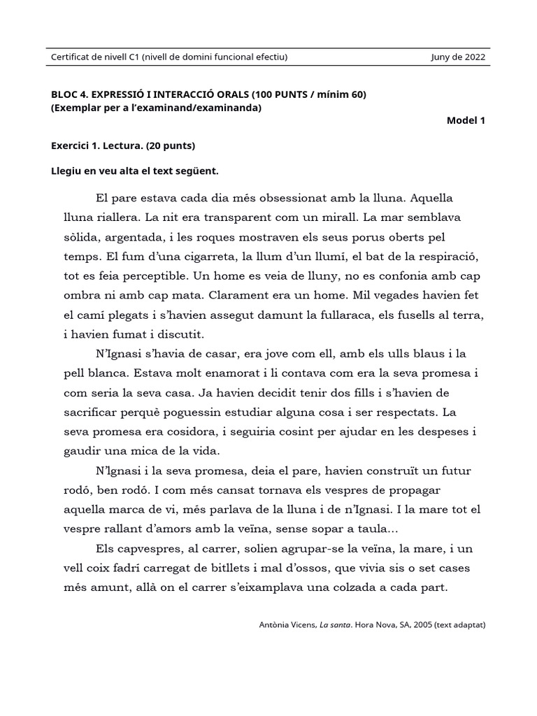 Prova C1 2022 Part Oral | PDF