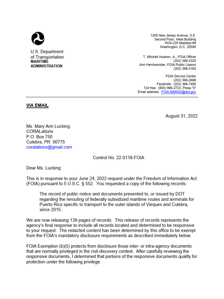 Federal DOT - AUG 21 2022 FOIA Release (Complete) - Application To DOT ...